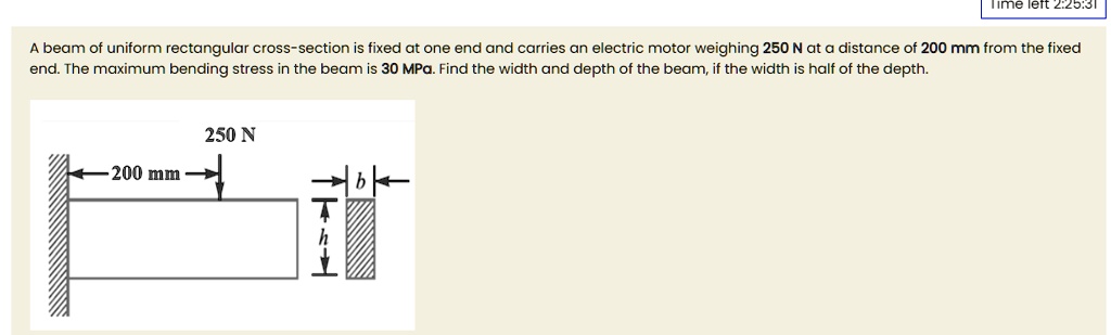 [GET ANSWER] A beam of uniform rectangular cross-section is fixed at one end and carries an ...