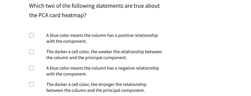 SOLVED: Which two of the following statements are true about the PCA ...