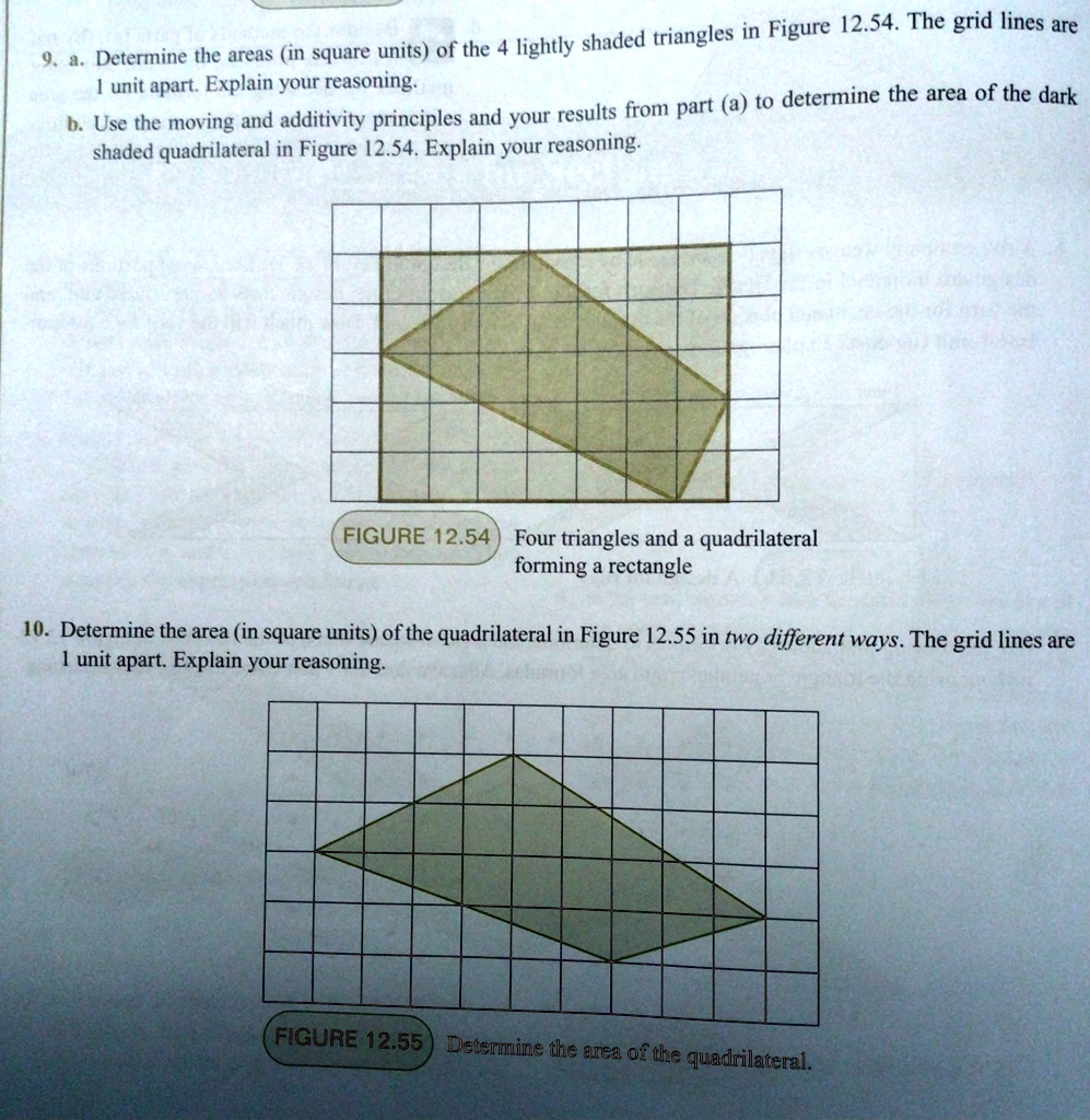 9. a. Determine the areas (in square units) of the 4 lightly shaded ...