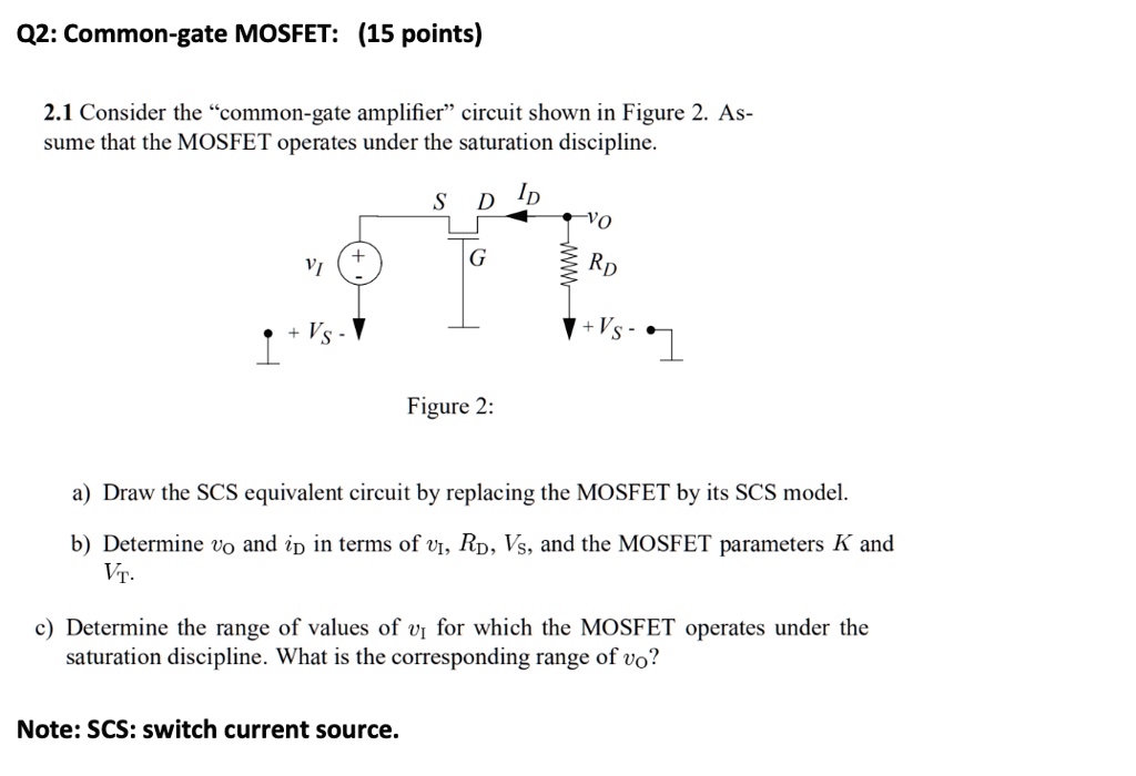 Q2: Common-gate MOSFET: (15 points) 2.1 Consider the c̈ommon-gate ...