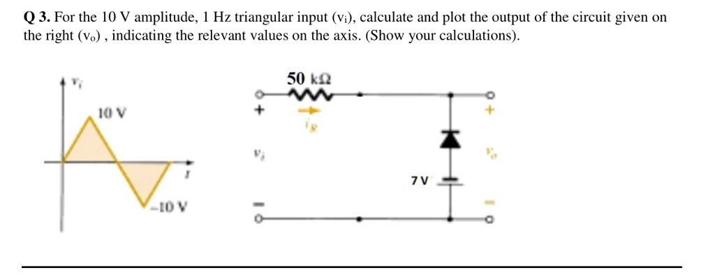 Q3. For the 10 V amplitude, 1 Hz triangular input (vi), calculate and plot the output of the ...