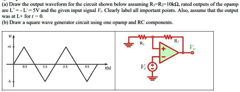 SOLVED: Draw the output waveform for the circuit shown below, assuming R = 10kÎ©. The rated ...