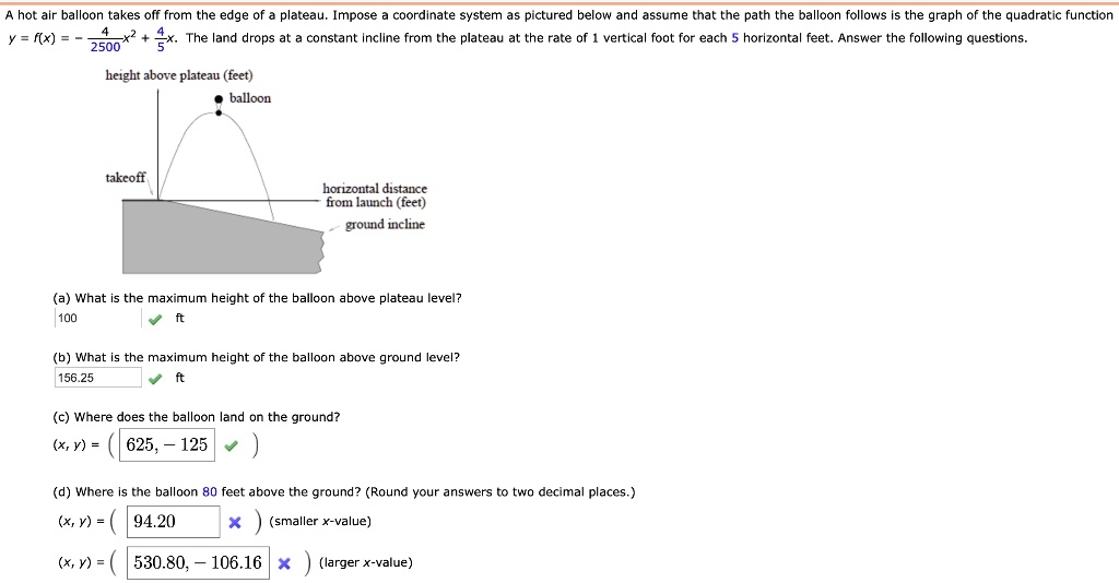 SOLVED: Hot air balloon takes off from the edge of a plateau. Impose a ...