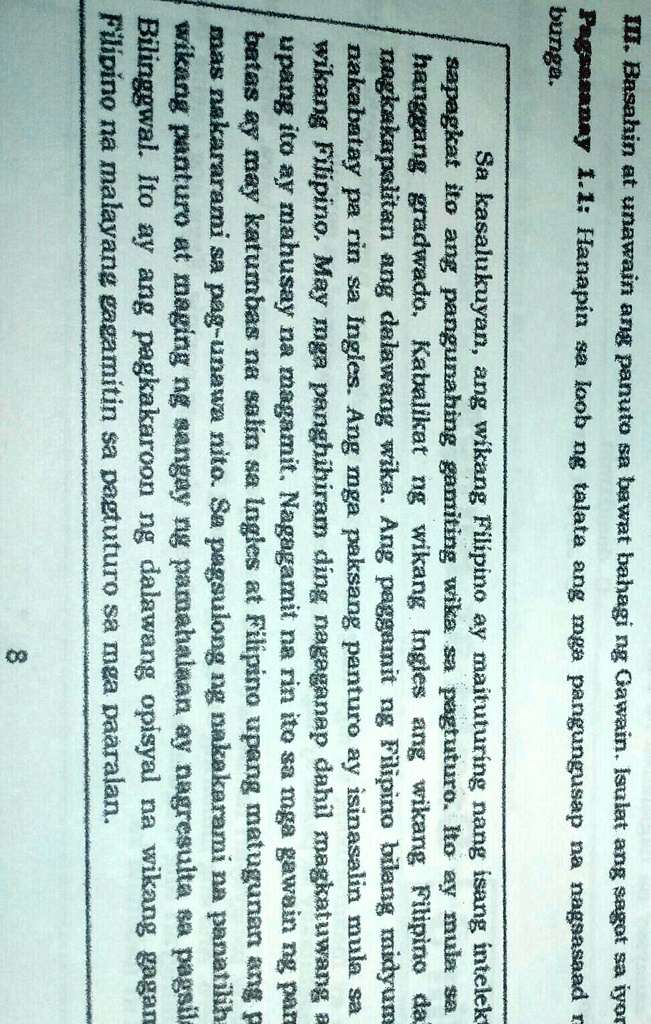 SOLVED: Pagsasanay 1.1: Hanapin sa loob ng talata ang mga pangungusap na nagsasaad ng ugnayang ...