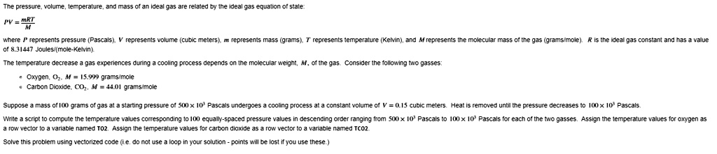 SOLVED: The pressure, volume, temperature, and mass of an ideal gas are ...