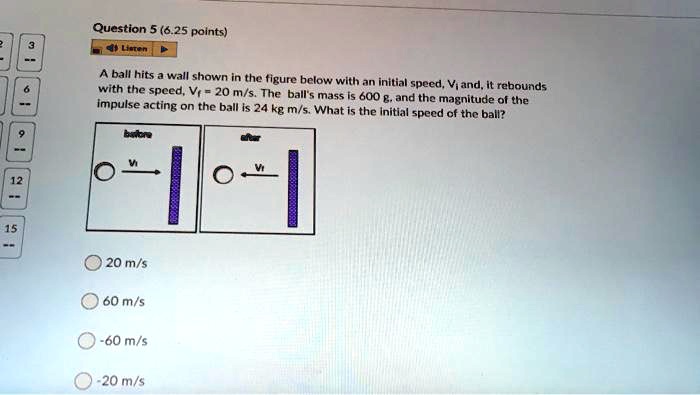SOLVED:Question (6.25 points) Lenen ball hits wall shown in the figure ...