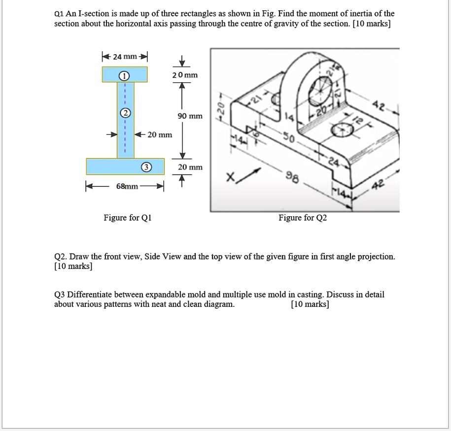Q1 An I-section is made up of three rectangles as shown in Fig. Find ...