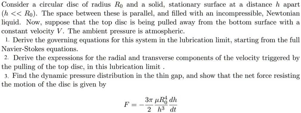 SOLVED: Consider circular disc of radius Ro and solid, stationary ...