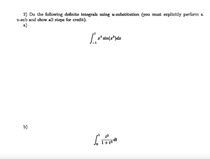 [GET ANSWER] 2 do the folloging defnite integrals using u subatitution ...