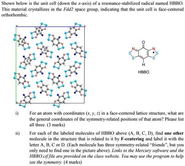 SOLVED: Shown below is the unit cell (down the Z-axis) of resonance ...