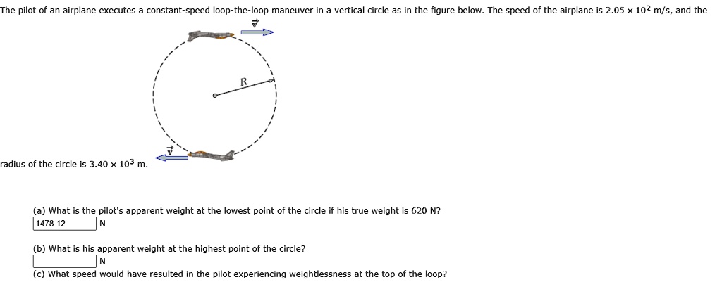 SOLVED: The pilot of an airplane executes constant-speed loop-the-loop ...