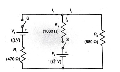 SOLVED: 1. A two loop circuit with three resistors and two power supplies are shown in the ...