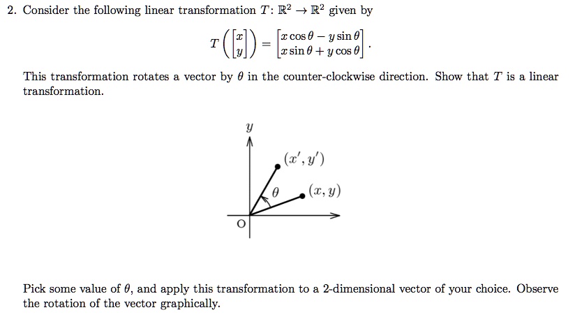 consider the following linear transformation t r2 r given by i cos 0 y ...