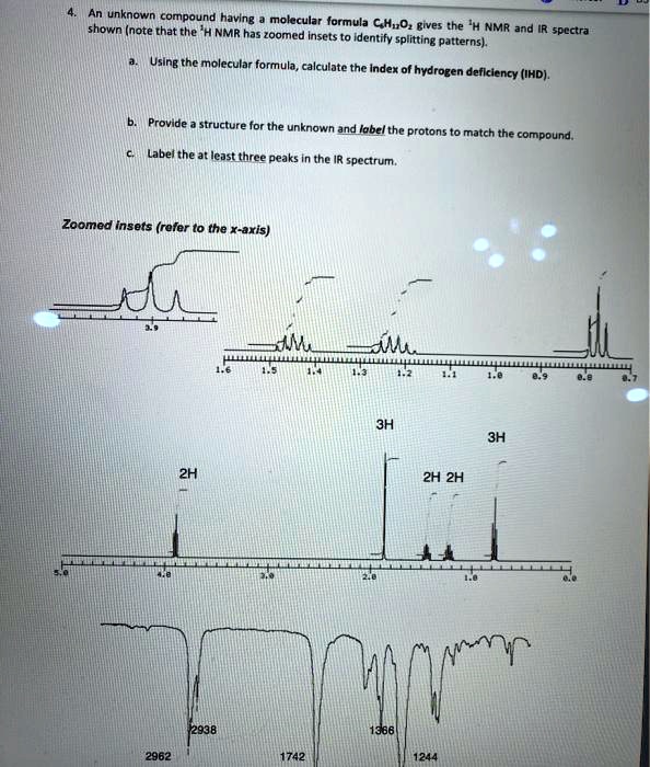 SOLVED:An unknown compound having molecular shown (note that the 'H NMR ...