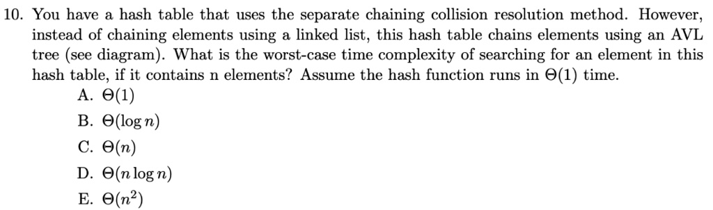 Get Answer 10 You Have A Hash Table That Uses The Separate Chaining Collision Resolution 
