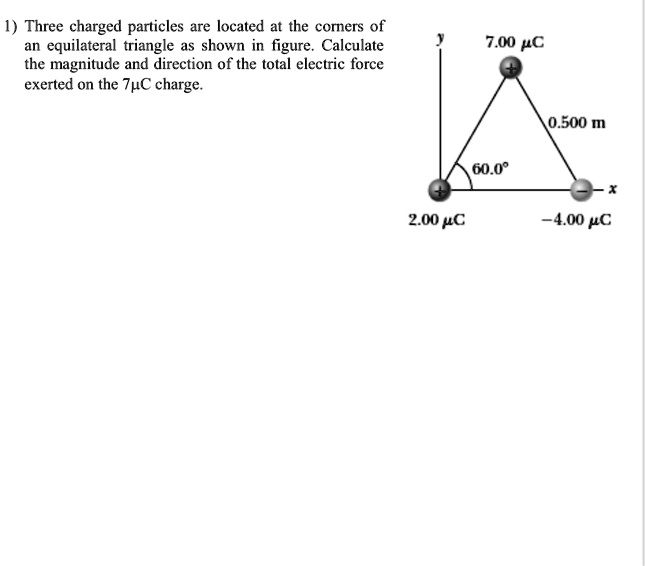three charged particles are located at the corers of equilateral ...