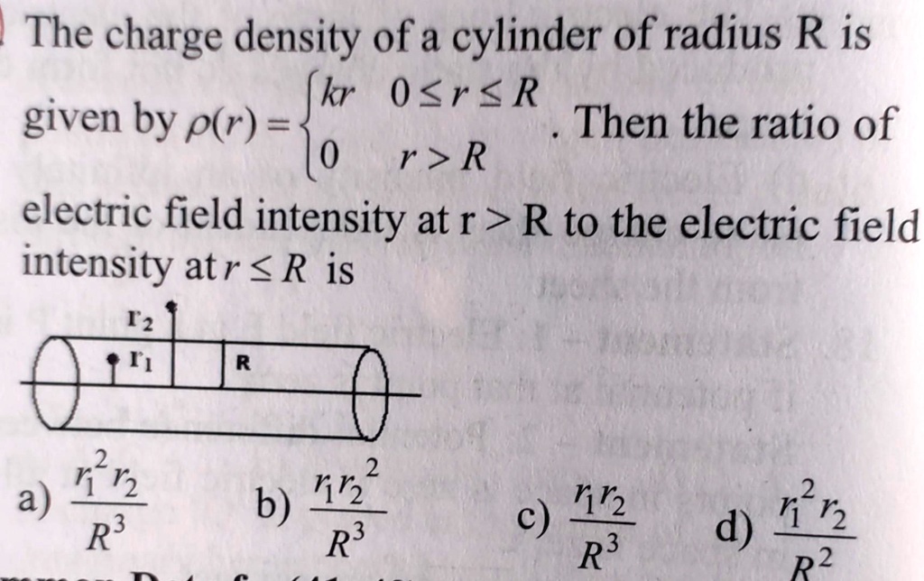 [GET ANSWER] The charge density of a cylinder of radius R is given by ρ ...