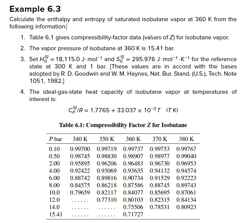 SOLVED: Example 6.3 from Textbook: Calculating the Enthalpy and Entropy ...