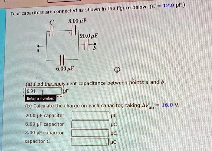 four capacitors are connected as shown in the figure belowc120f c 300f 200f 600f ...