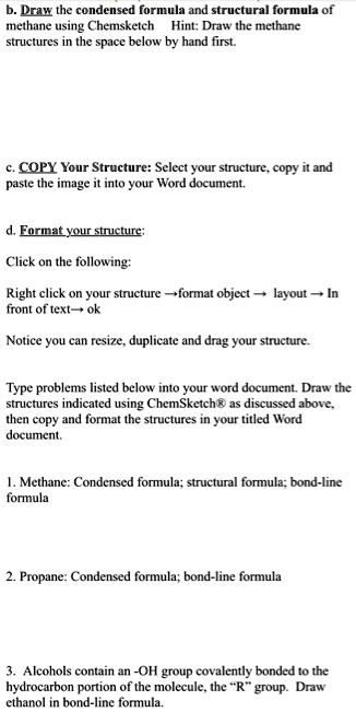 SOLVED: Drax the condensed formula and structural formula of methane ...