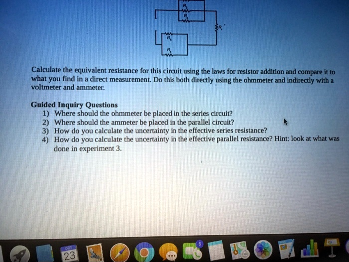 calculate the equivalent resistance for this circuit using the laws for resistor addition and ...