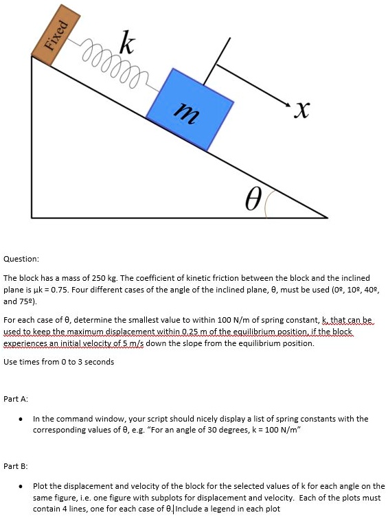 using matlab to complete part a and part b fixed k 00000 x question the block has a mass of 250 ...