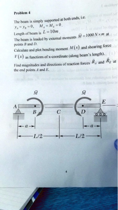 SOLVED: Problem 4: The beam is simply supported at both ends, i.e. y ...