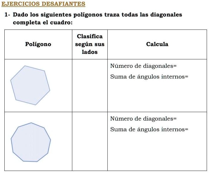 SOLVED: 1- Dado los siguientes polígonos traza todas las diagonales ... SOLVED: 1- Dado los siguientes polígonos traza todas las diagonales ...