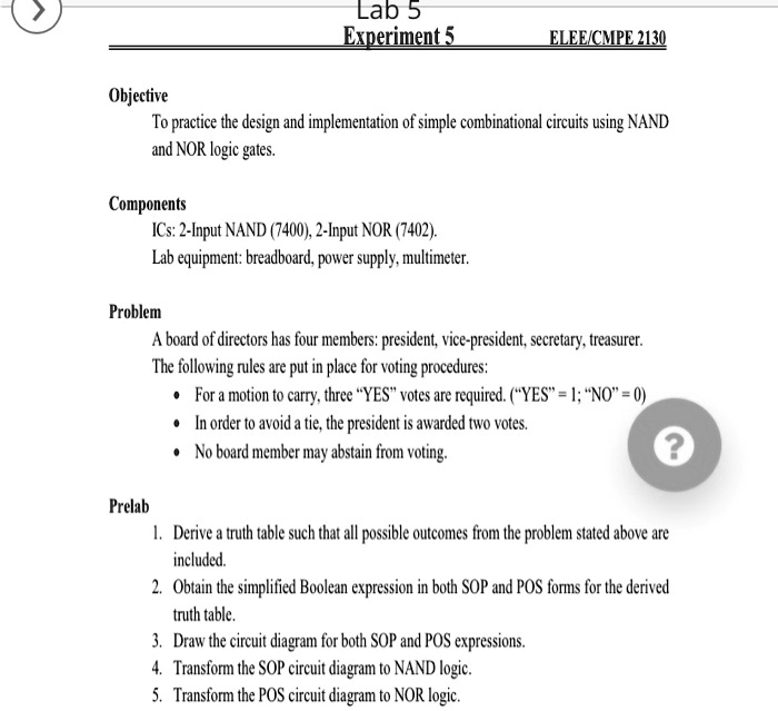 SOLVED: Lab 5 Experiment 5 ELEE/CMPE2130 Objective: To practice the ...