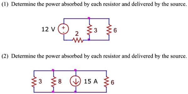 SOLVED: (1) Determine the power absorbed by each resistor and delivered ...