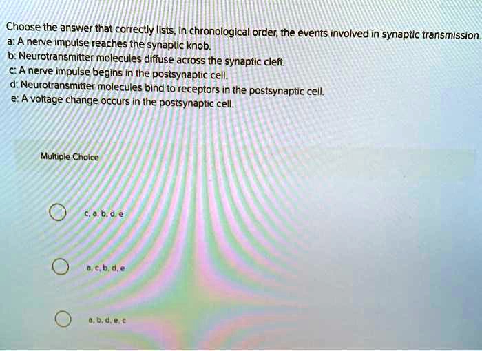 SOLVED: Choose the answer that correctly lists, in chronological order ...