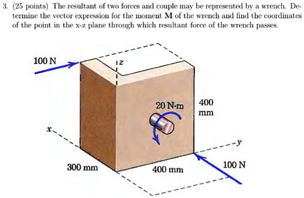 3. (25 points) The resultant of two forces and couple may be ...