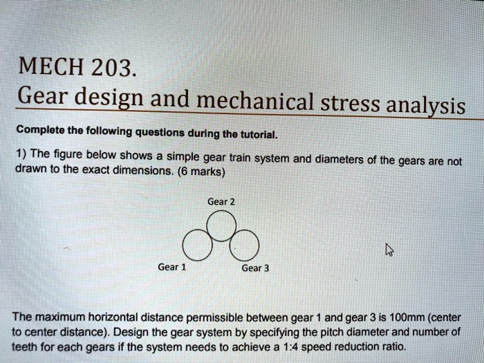 MECH 203. Gear design and mechanical stress analysis Complete the ...