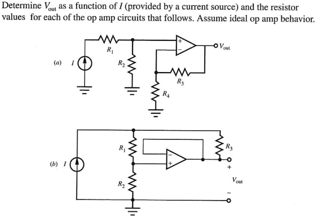 SOLVED: Determine Vout as a function of I (provided by a current source) and the resistor values ...
