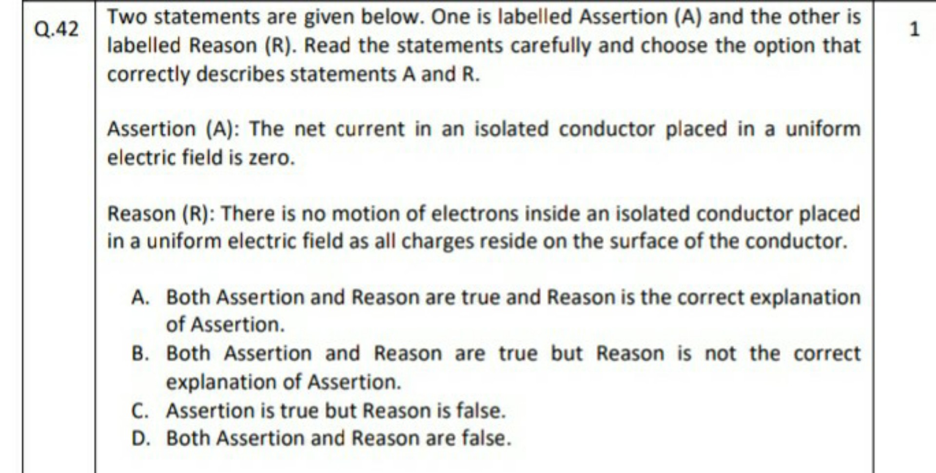 Two statements are given below. One is labelled Assertion...