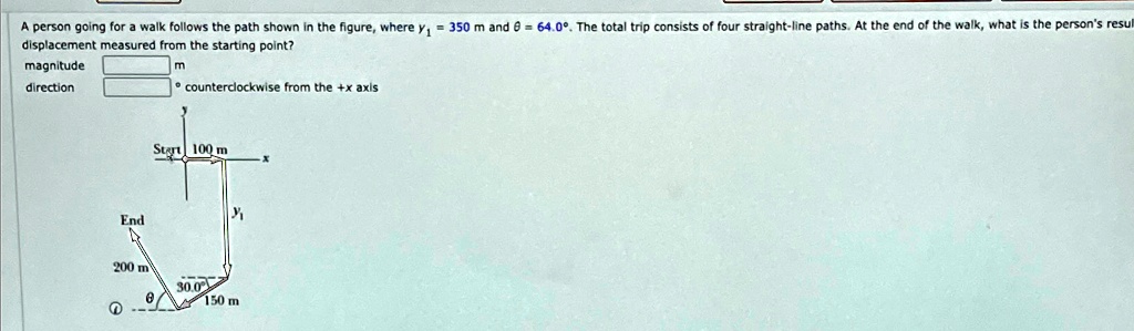 A person going for a walk follows the path shown in the figure, where y ...