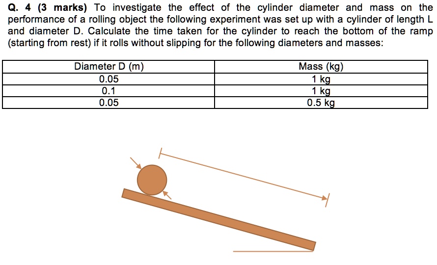q 3 marks to investigate the effect of the cylinder diameter and mass ...