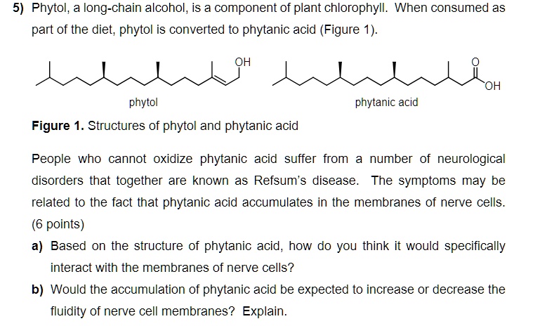 Solved 5 Phytol A Long Chain Alcohol Is A Component Of Plant Chlorophyll When Consumed As