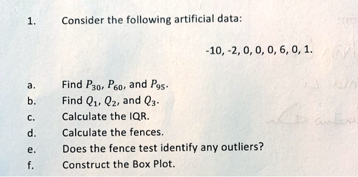 Consider the following artificial data: 10, -2, 0, 0, 0, 6, 0, 1. Find ...