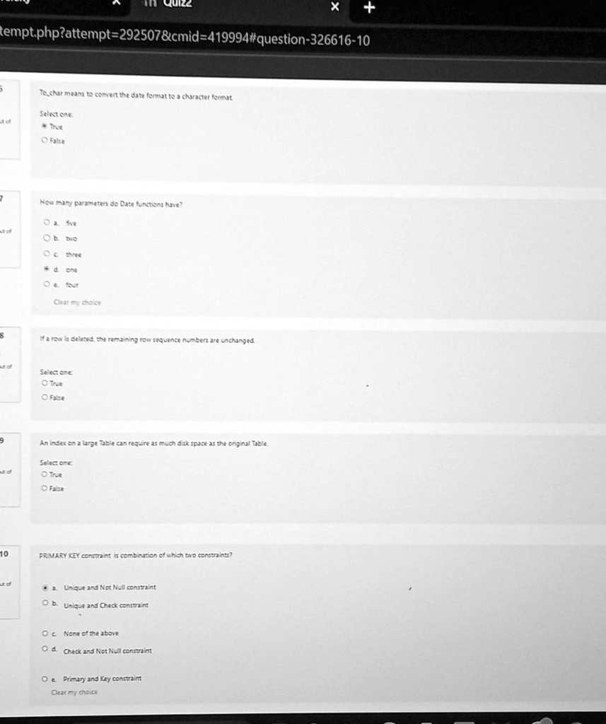 SOLVED: Texts: Database Programming Quiz 2 empt.php?attempt=292507 cmid=419994#question-326616 ...