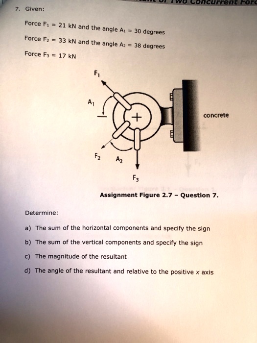 SOLVED: Given: Force F = 21 kN and the angle A = 30 degrees Force Fz = 33 kN and the angle Az ...