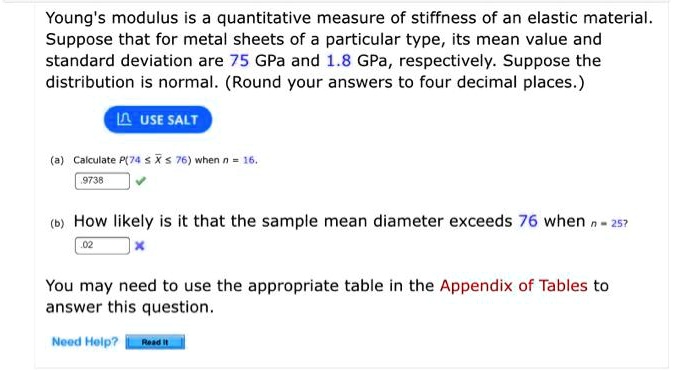SOLVED: Young's modulus is a quantitative measure of stiffness of an ...