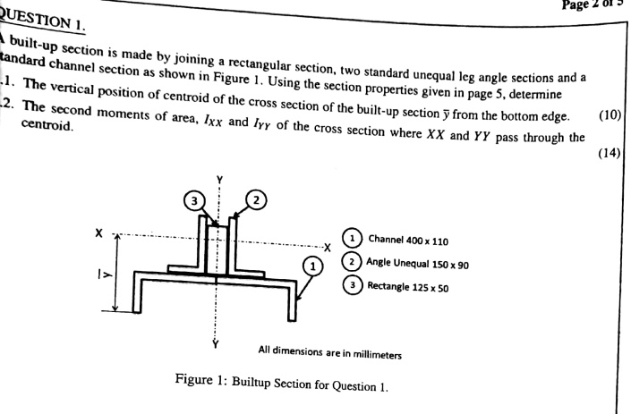 question 1 a built up section is made by joining a rectangular section ...