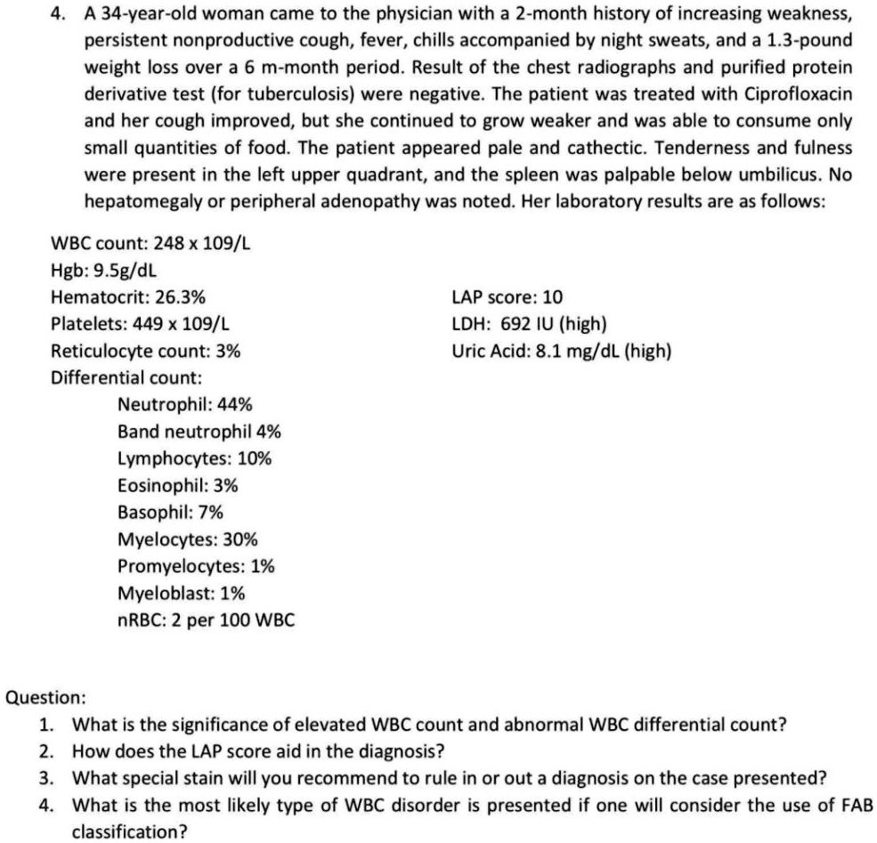 SOLVED: A 34-year-old woman came to the physician with a 2-month ...