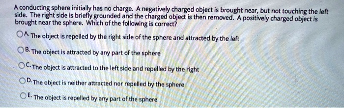 SOLVED: A conducting sphere initially has no charge. A negatively charged object is brought near ...