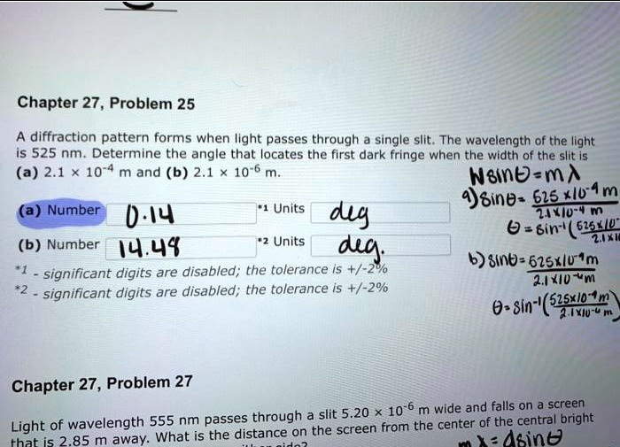 chapter 27 problem 25 diffraction pattern forms when light passes ...
