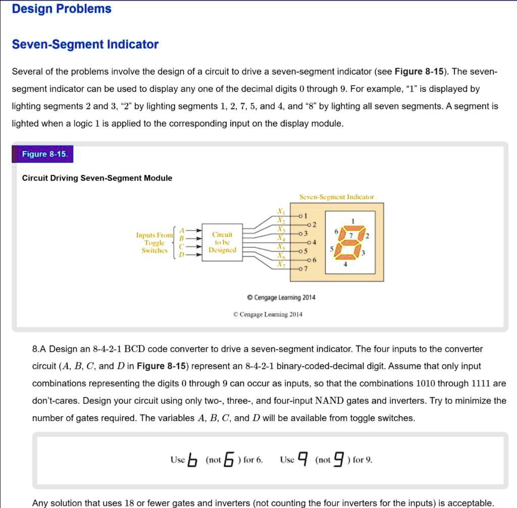 Design Problems Seven-Segment Indicator Several of the problems involve ...