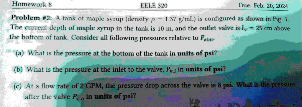 problem 2 a tank of maple syrup density 137 gml is configured as shown ...