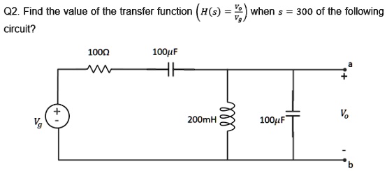 SOLVED: Q2. Find the value of the transfer function (H(s) = ) when s = 300 of the following ...