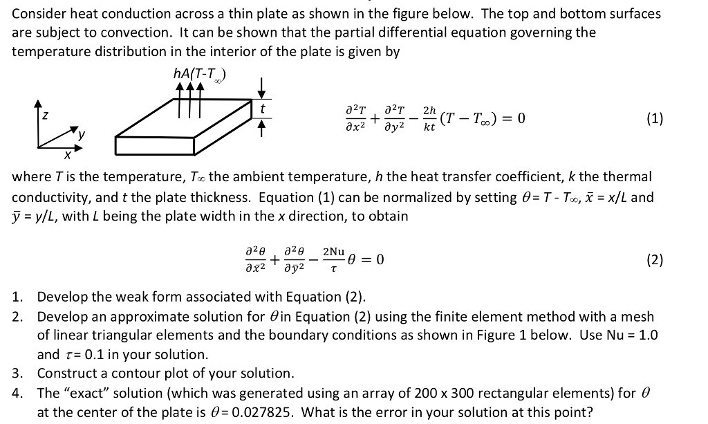 Consider heat conduction across a thin plate as shown in the figure ...